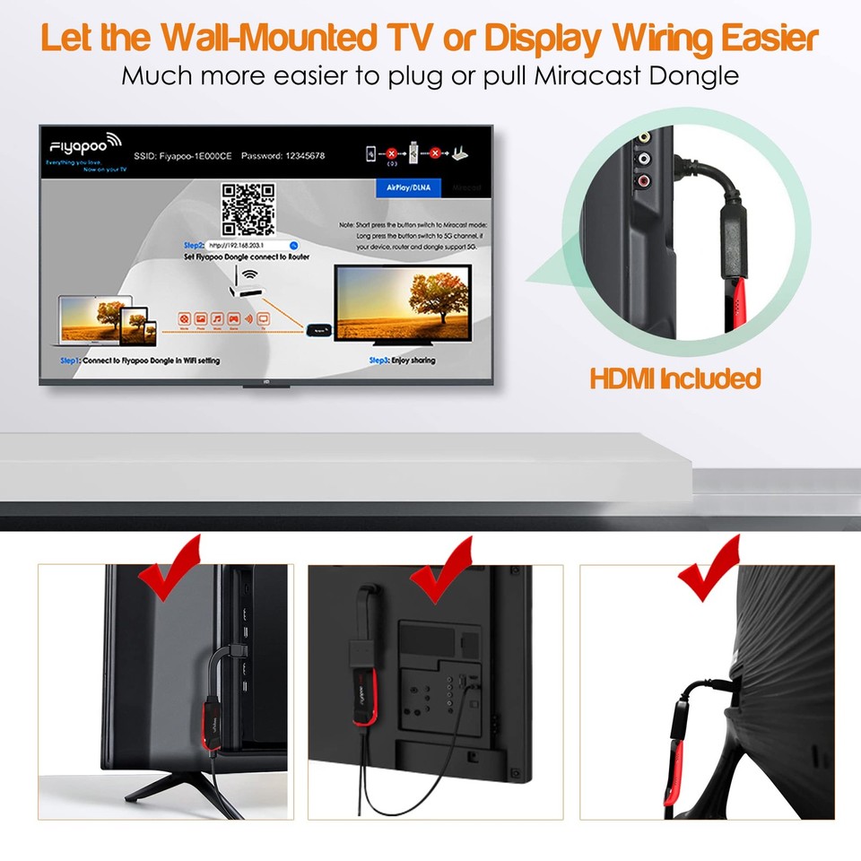 4K Miracast Dongle Wireless WiFi Display HDMI, Adaptateur TV HDMI ...
