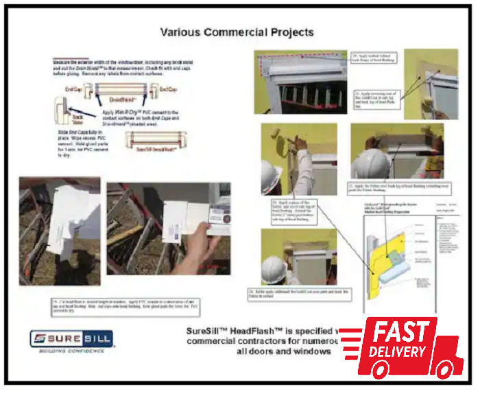 42 in. White PVC Sloped Head Flashing for Door & Window Installation ...