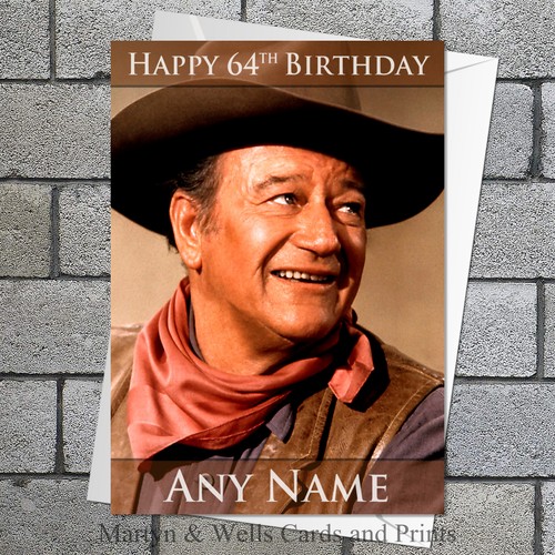 John Wayne birthday card: 5x7 inches. Cowboy Western. Personalised plus ...