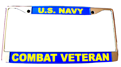 Military License Plate Frame-US Navy/Combat Veteran -#811131 Chromed ...