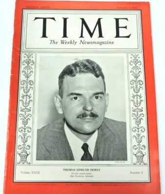 Time News Magazine February 1937 Vintage Thomas Edmund Dewey ...