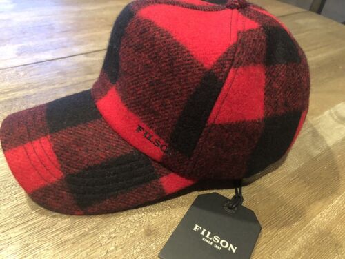 Filson Mackinaw Wool Forester Leather Strapback Embroidered Cap Hat Red ...