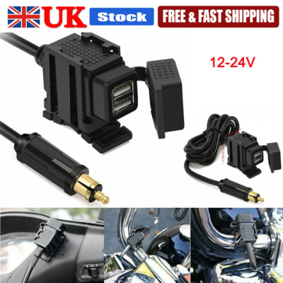 Waterproof Motorcycle Dual USB Charger Adapter Powerlet Din Hella ...
