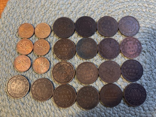 Canadian Large Cent And Small Cent Lot - 24 Coins - Circulated ...