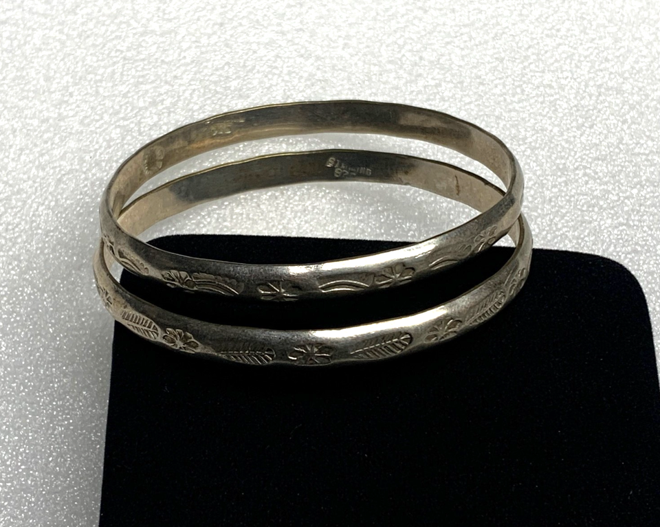 Vintage Set of 2 Sterling Silver 925 Bangle Bracelets 41.3 Grams | eBay