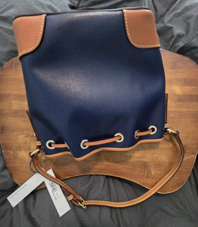 DOONEY & BOURKE NEW NAVY LEATHER DRAWSTRING HANDBAG!! | eBay