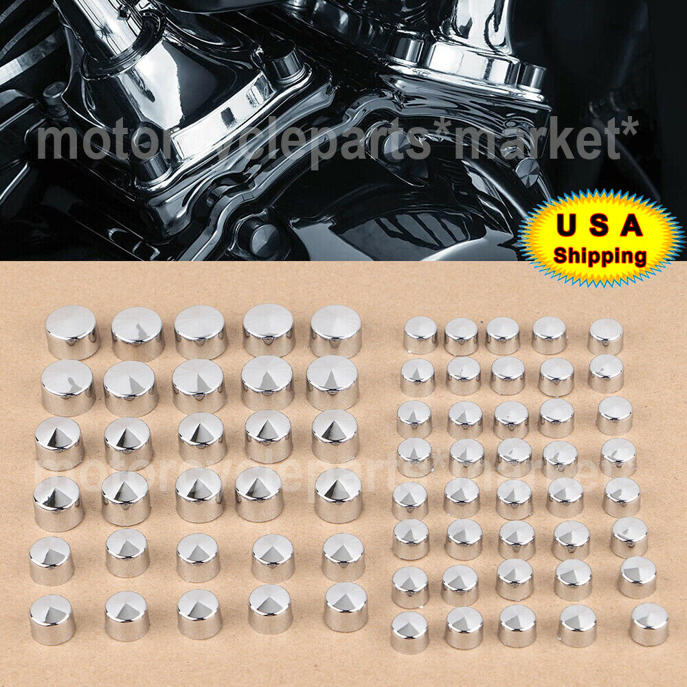 Chrome Engine Bolt Cover Cap Kit for Harley Softail Road King Street ...