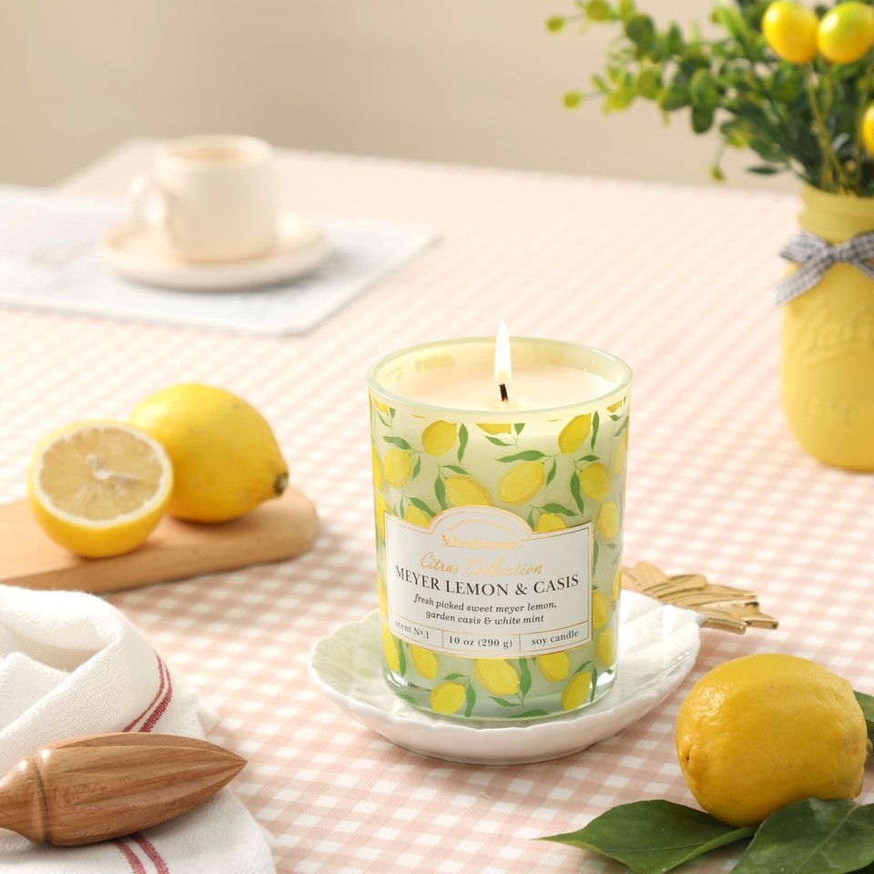 Lemon Candle Gift Summer Scented Candles Lemon Fragrance 10oz Large Jar ...