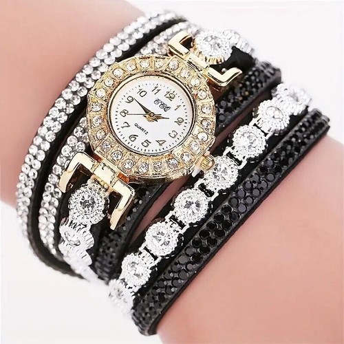 Women Boho Watch Multi-layer Rhinestone Bracelet Analog Quartz Wrist ...
