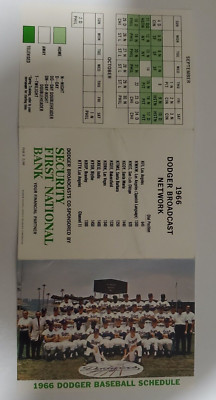 1966 LOS ANGELES DODGERS BASEBALL POCKET SCHEDULE | eBay