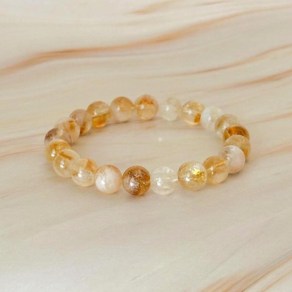 Natural 8mm Citrine Stone Stretch Bracelet Protection Healing Bracelet ...