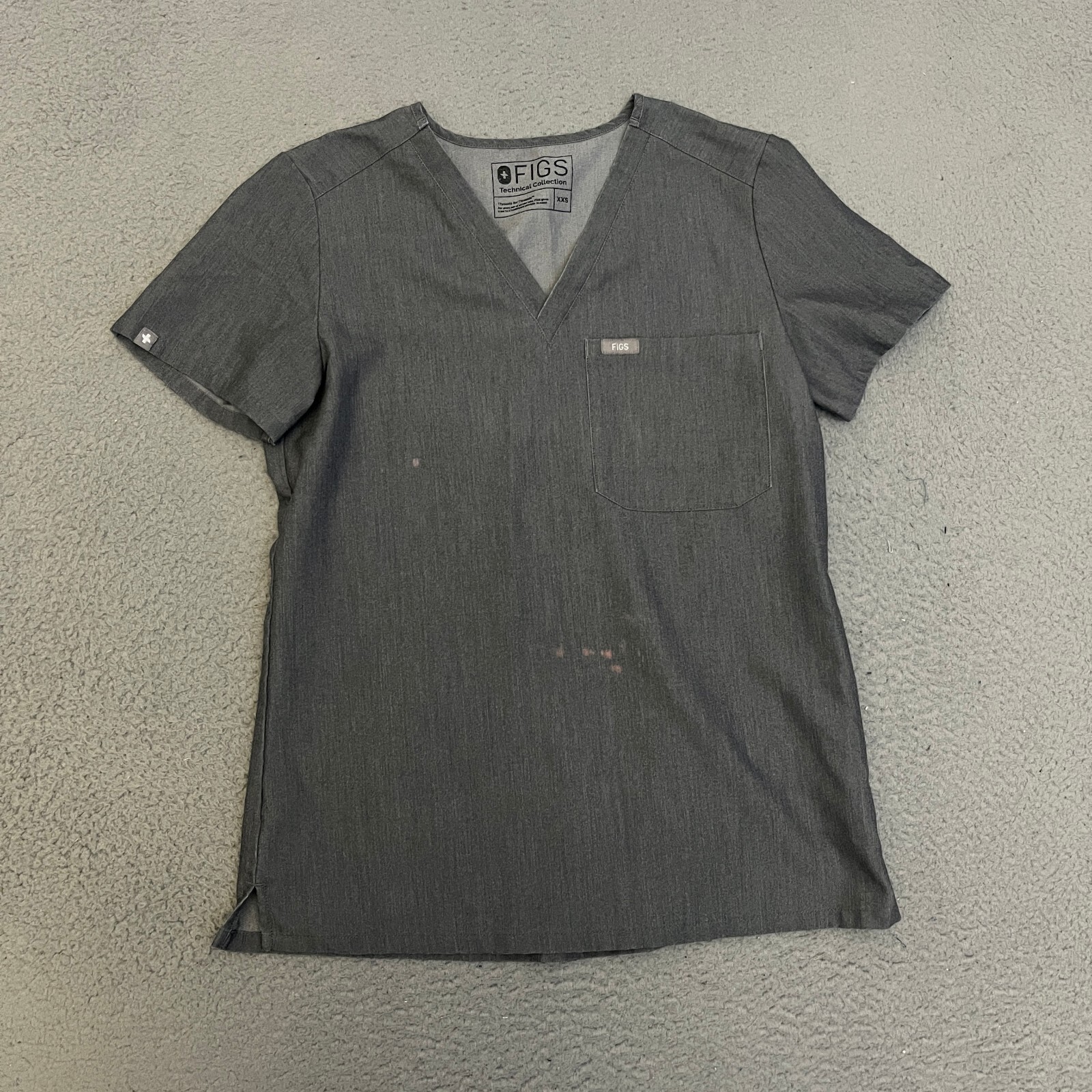 FIGS Scrubs Top Womens Size XXS Gray FW1000 *READ STAINS* | eBay