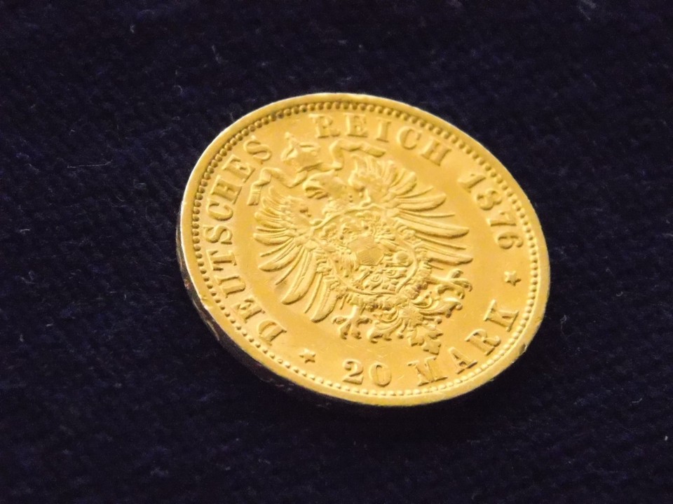 Goldmünze 20 MARK 1876 J HAMBURG Hansestadt 7,96g 900 Fein Gold sehr ...