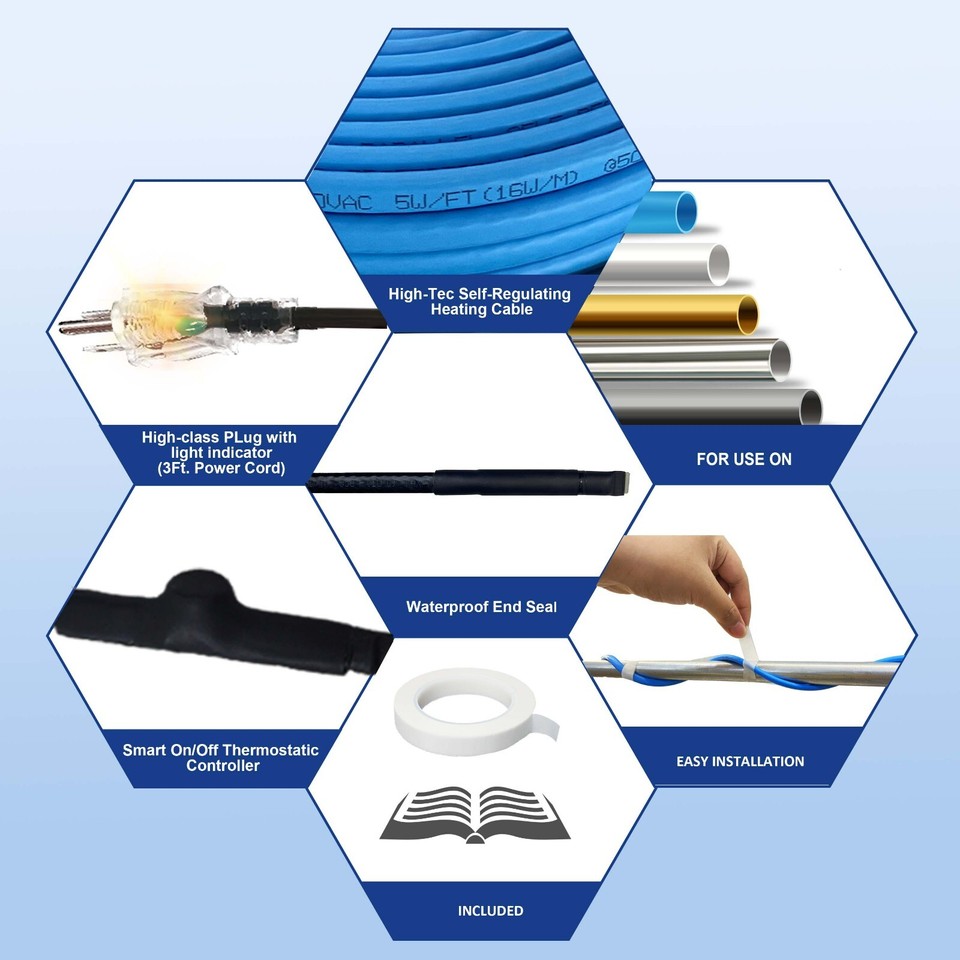 Self Regulating 5W 120V, Pipe Heat Cable for Pipe Freeze Protection | eBay