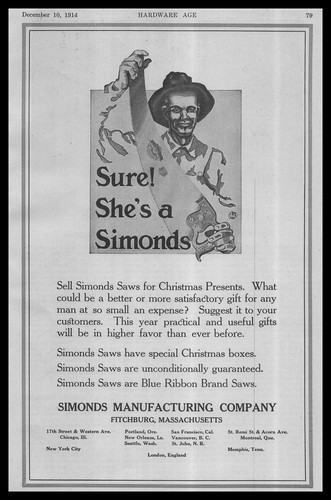 1914 Simonds Mfg Co. Fitchburg Massachusetts Christmas Gift Box Vintage Print Ad | eBay