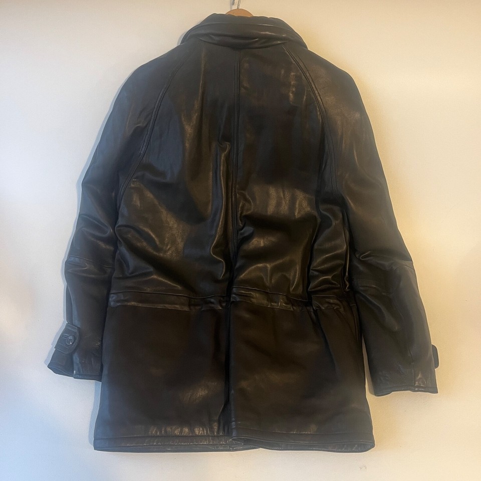 Vintage Andrew Fezza Leather Chore Coat Coach Jacket Button Down Size ...
