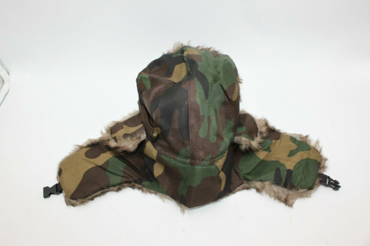 Trapper Hat Faux Fur Hunting Warm Winter Cap Woodland Camo M81 Military ...
