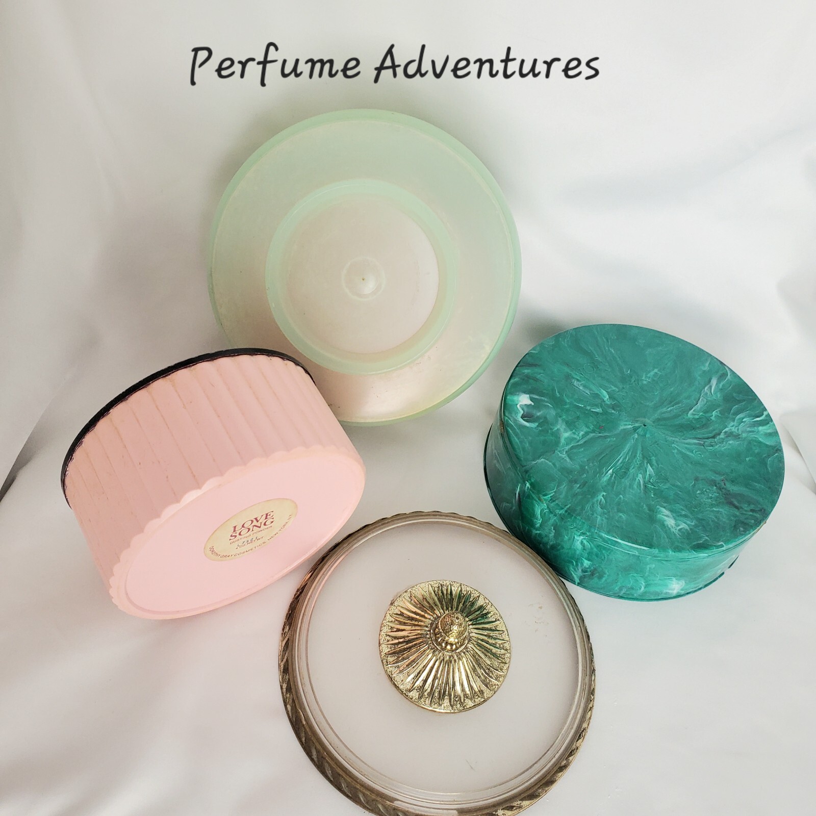 LOT OF 3 VINTAGE PERFUMED POWDER CONTAINERS, DOROTHY GRAY, AVON, VANITY ...
