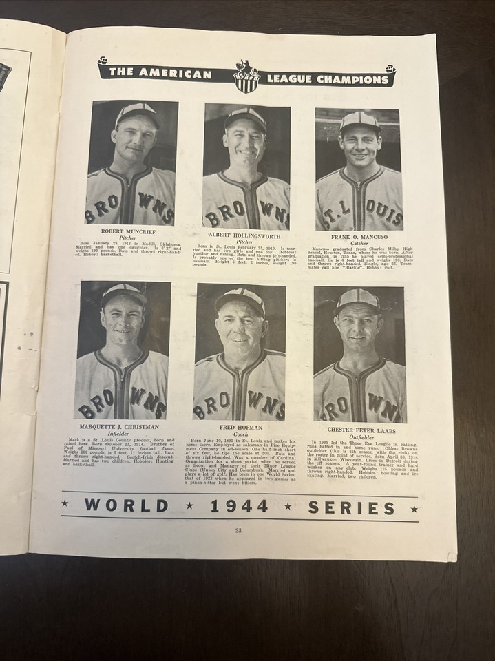 1944 World Series Browns vs Cardinals Program - RARE | eBay