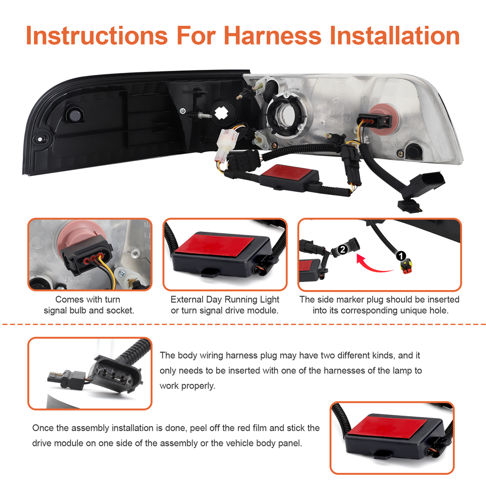 Black LED DRL Headlights Sequential Turn Signal For 98-11 Ford Crown ...