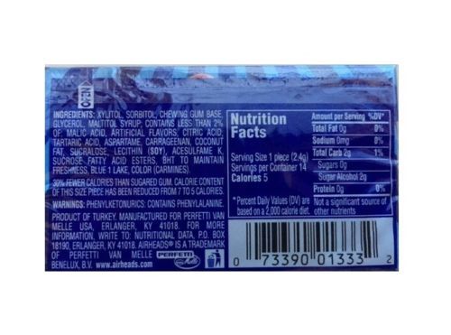 12x Air Heads Gum With Micro-Candies Blue Raspberry Flavored American ...