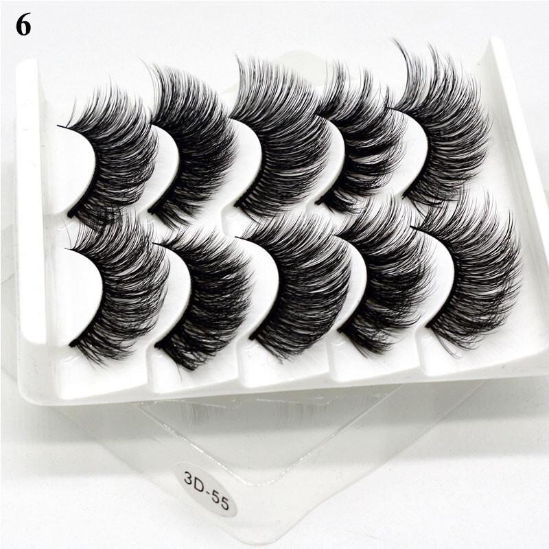 5Pair Fake Eye Lash 3D Multilayers Faux Mink Hair False Eyelashes Women ...