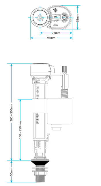VIVA Skylo Bottom Entry Fill Valve (½" UK) Brass Thread WRAS APPROVED ...