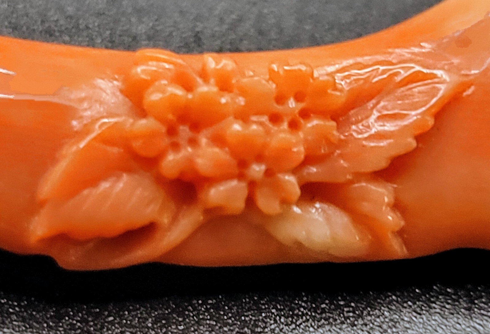 Vintage CORAL & SILVER Brooch CARVED FLOWERS ON BRANCH Boho COTTAGECORE ...