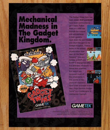 Gadget Twins Sega Genesis Gametek - Video Game Print Ads Poster Promo ...