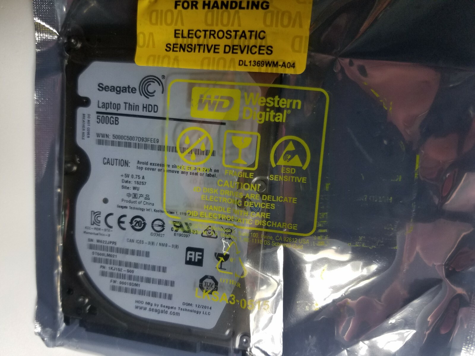 New-Genuine Seagate ST500LM021 Thin SSD 1KJ152-500 F/W: 0001SDM1 500GB ...