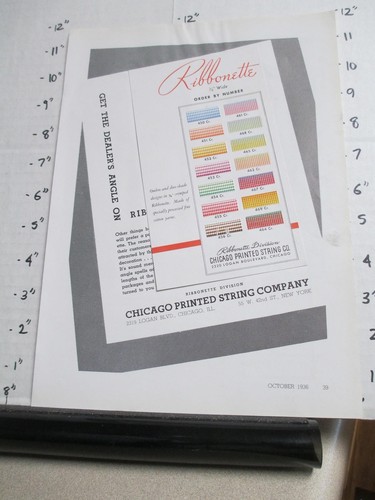 magazine ad 1936 CHICAGO Printed String salesman sample ribbonette ...