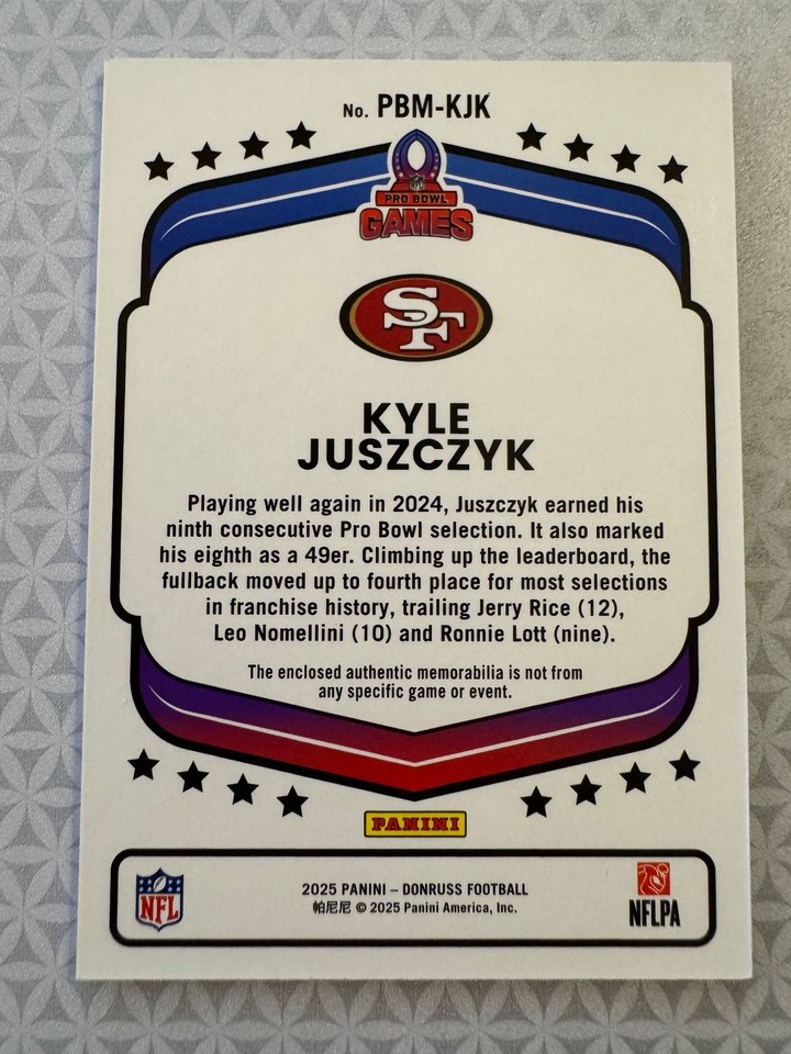 2025 Donruss Football Pro Bowl Games Patch Kyle Jusczyk Name Print ...