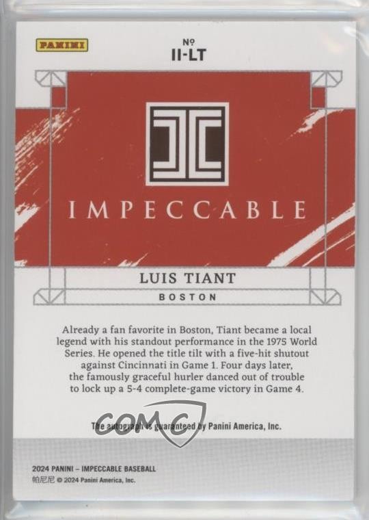2024 Panini Impeccable Indelible Ink 44/49 Luis Tiant #II-LT Auto 4f5 ...