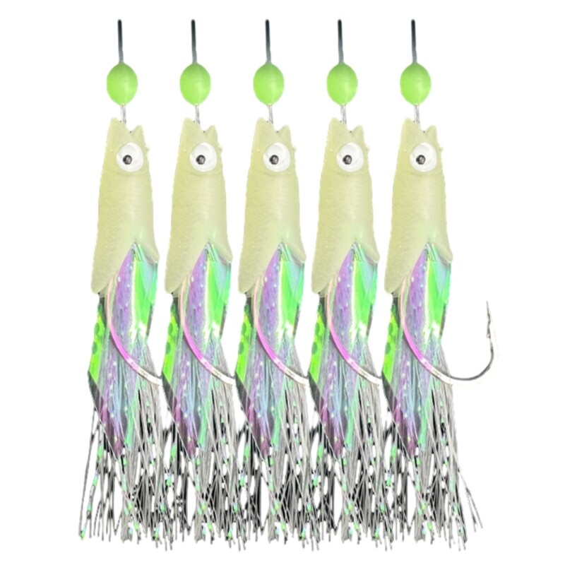 5Pcs Glows Fishing Baits Rig Fish Skin Lures Fishing Beads Fishing Rig ...
