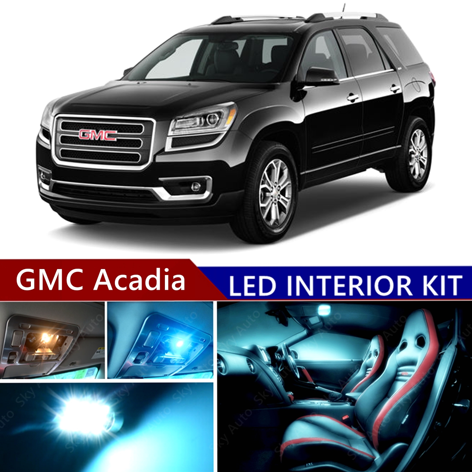 16pcs LED ICE Blue Light Interior Package Kit for GMC Acadia 2007-2017 ...
