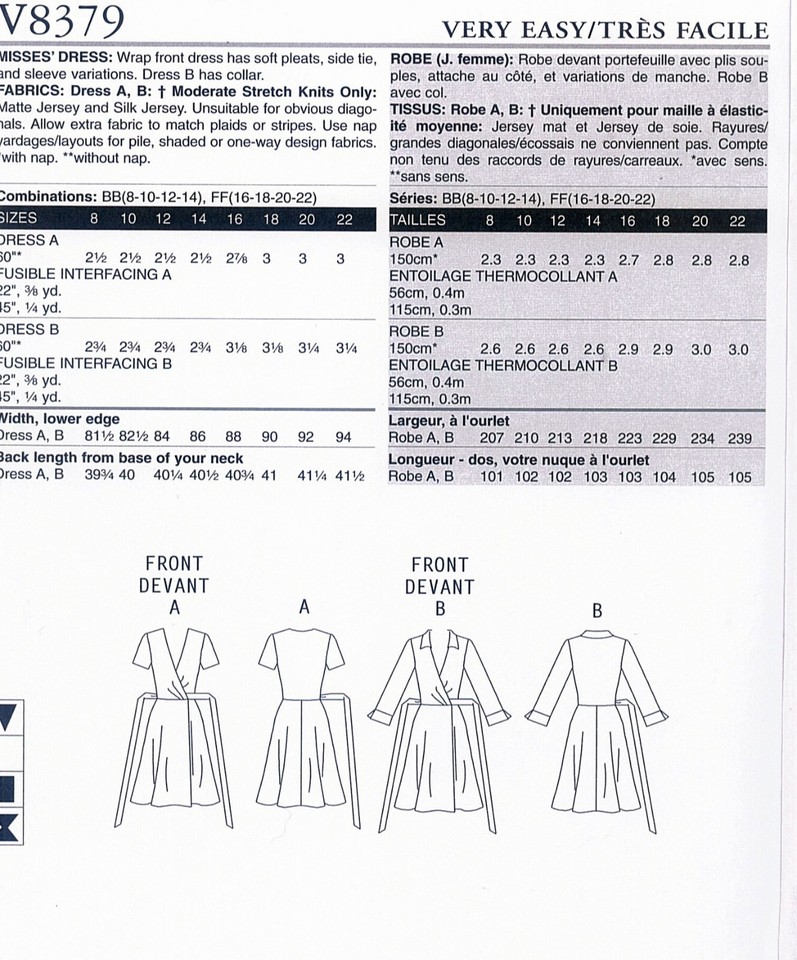 OOP Vogue 8379 DVF Style Wrap Dress Sewing Pattern Misses Very Easy | eBay