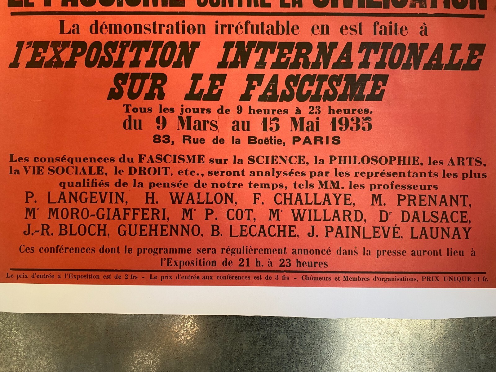 1930's French Poster 'Fascism Against Civilization', Linen Backed | eBay