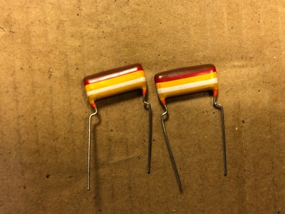 2 NOS Mullard Tropical Fish .12 uf 400v Capacitors Guitar Amp Tone Caps ...