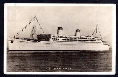 SS Mariposa Ocean Liner RPPC Real Photo Postcard 1937 New Zealand 1d ...