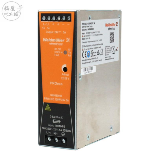 1pcs Weidmuller PRO ECO 120W 24V 5A 1469480000 Switching Power Supply ...