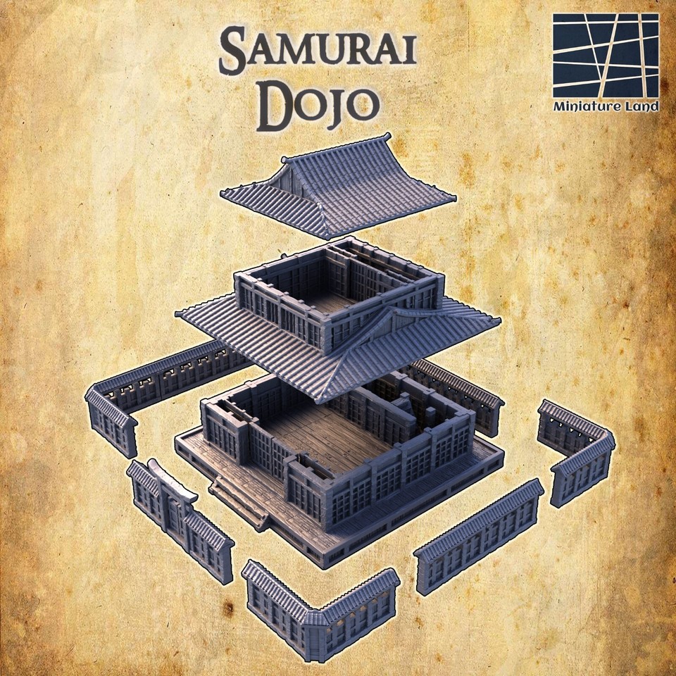 Walled Samurai Dojo 28mm Asian Village Terrain D&D Warhammer Ronin Test ...