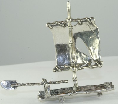 VINTAGE MINIATURE 1970'S STERLING SILVER CHINESE JUNK BOAT SHIP STATUE ...