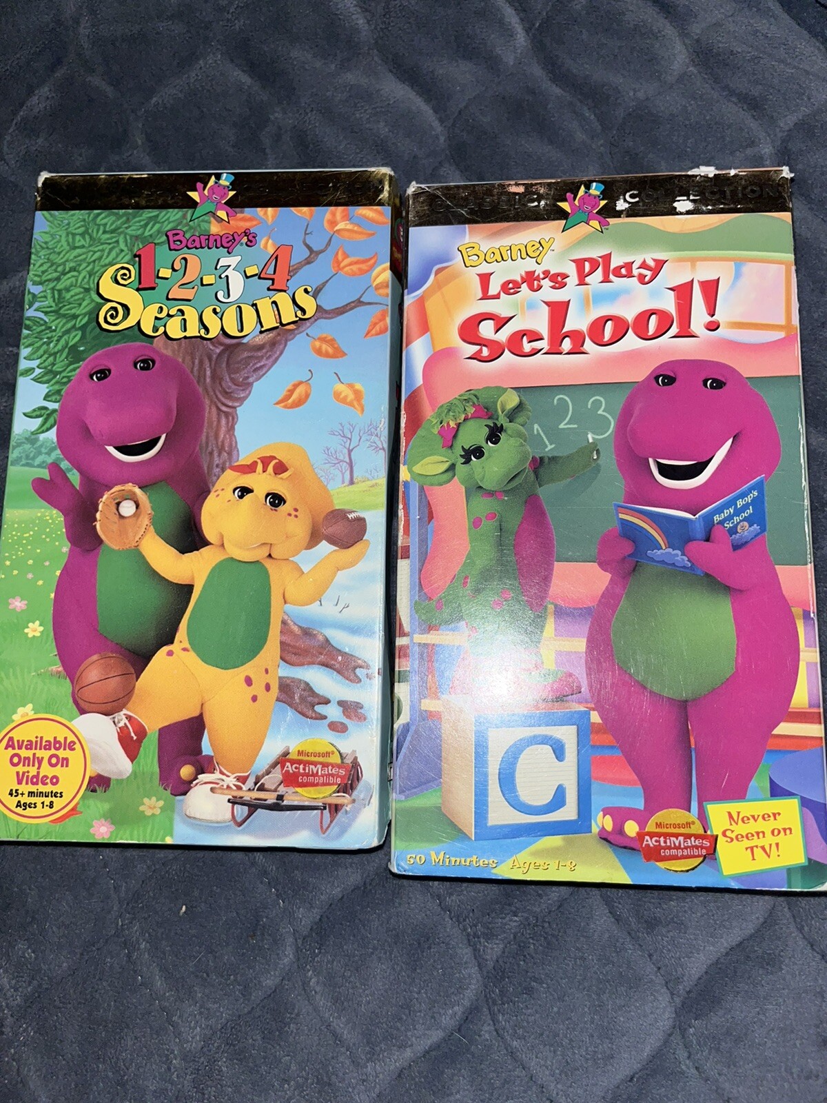 Barneys 1-2-3-4 Seasons (VHS, 1996) Plus Barney Let’s Play School 1990 ...