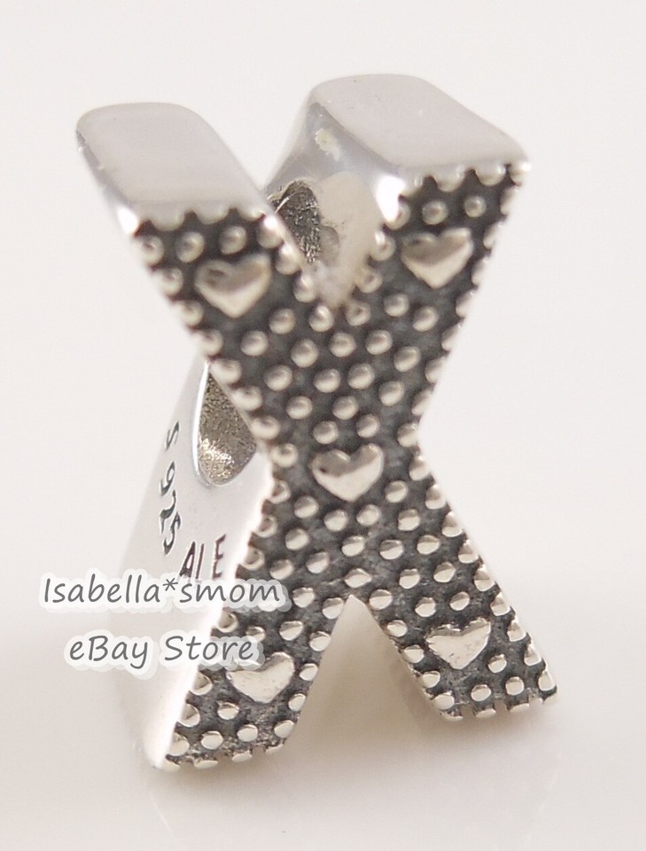 Authentic PANDORA Silver BLOCK LETTER X Birthday Charm/Bead 797478 NEW ...