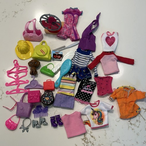 Fashion Doll & Barbie Accessories Lot Clothes Dress Pants Bags Shoes ...