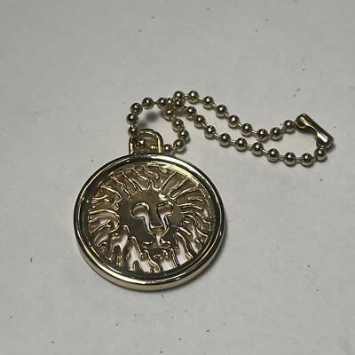 ANNE KLEIN LION KEYCHAIN DISC KEY FOB BAG CHARM TAG 2-SIDED GOLD TONE ...