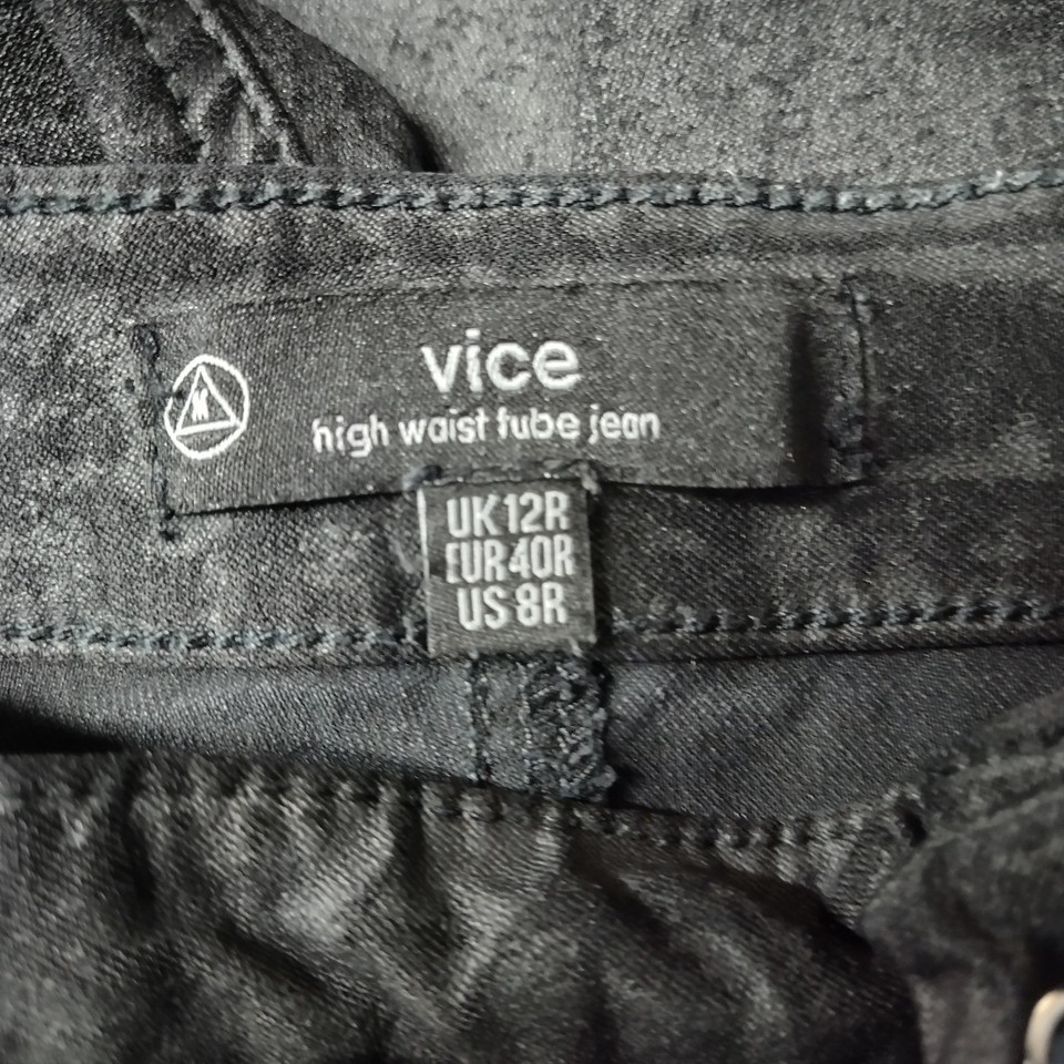 Missguided Vice highwaist tube jeans jeggings black distressed size 12 ...