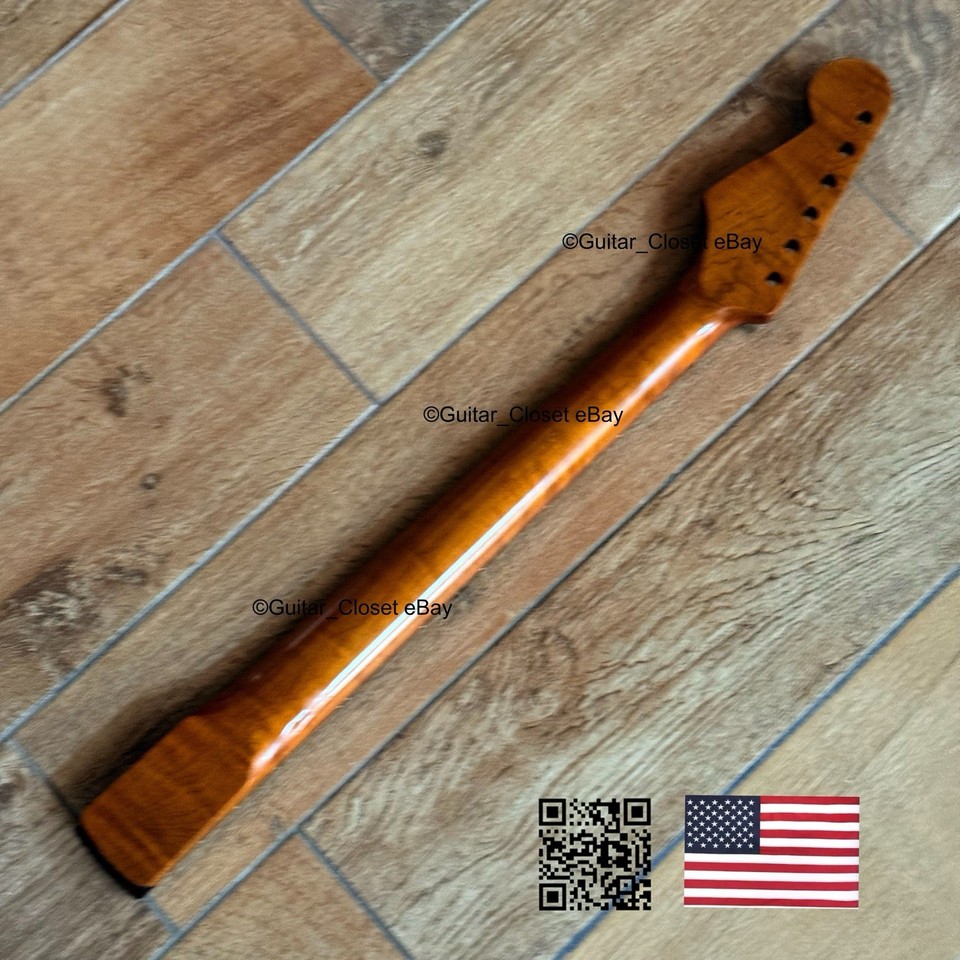 Roasted Flame Maple Stainless Fret Rosewood Strat Neck Nitro Fit ...