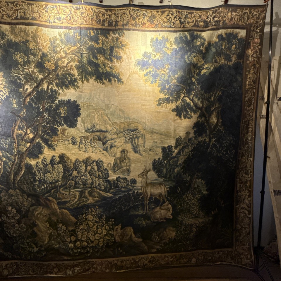 HUGE Backed French Verdure Style Tapestry Reproduction Textured ...