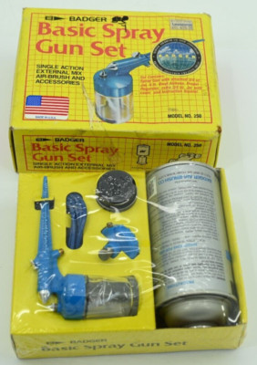 Badger 25 Basic Spray Gun Set Single Action Kit with Hose Bottles ...